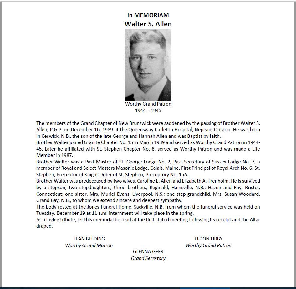 1940 to 1949 | Grand Chapter of New Brunswick